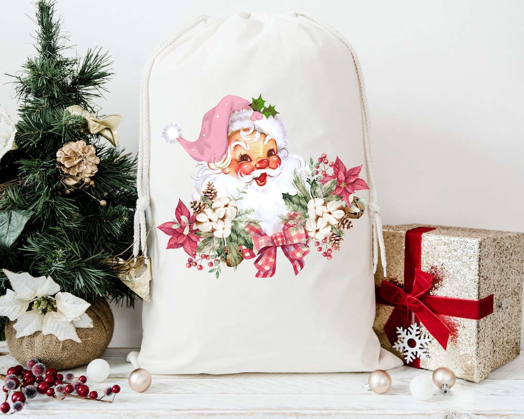 Custom Christmas Pink Santa Sack - Personalized Santa Christmas Sack ...