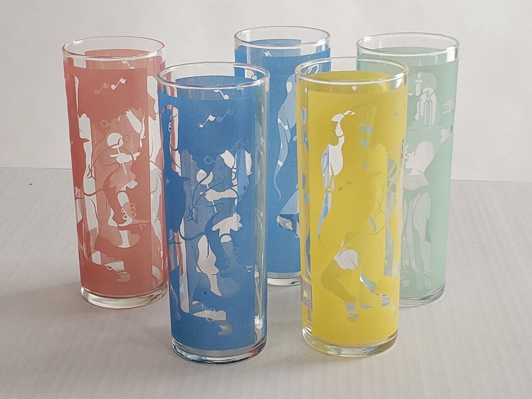 1960 5 GLAZED GLASSES TOM COLLINS - Etsy