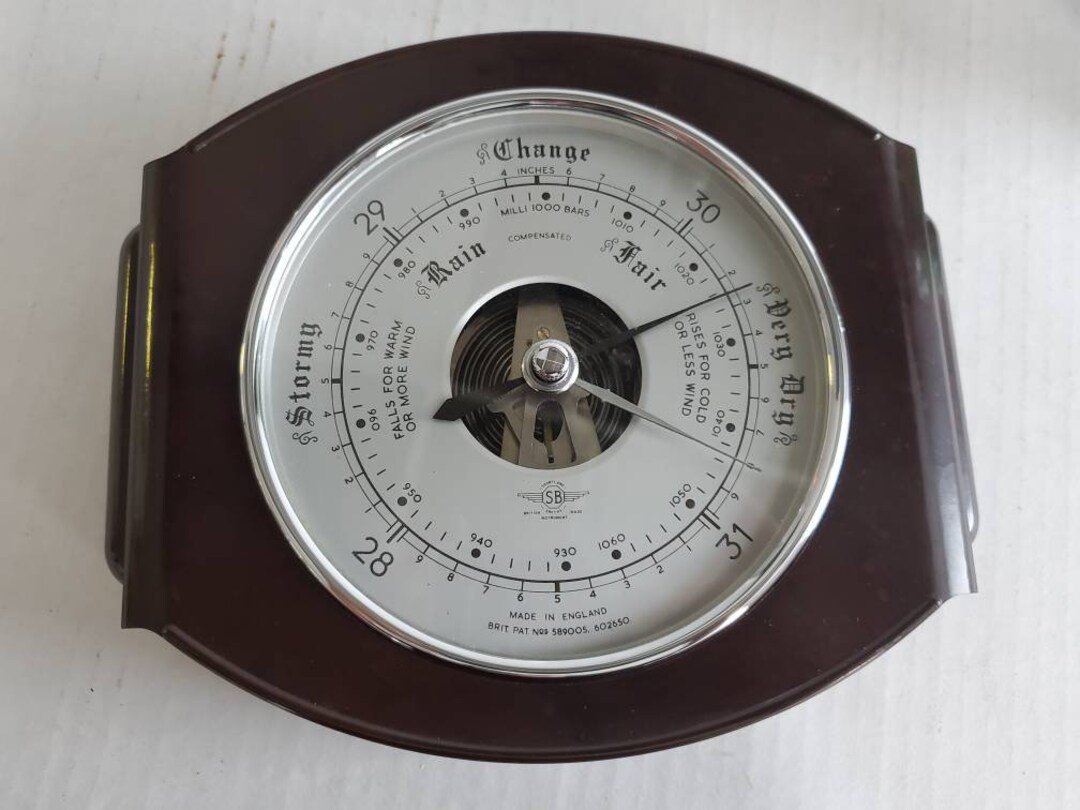 1960 SMITHS BAROMETER HYDROMETRE & Temperature Weather Station Made in ...