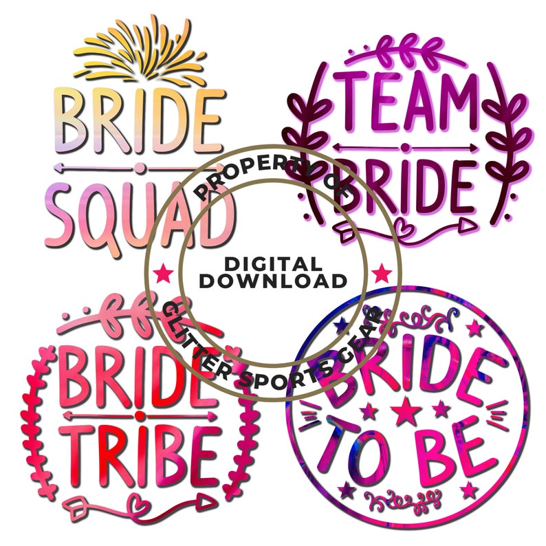 Bridal Party Printable PNG Images, Instant Digital Downloads, Bride ...