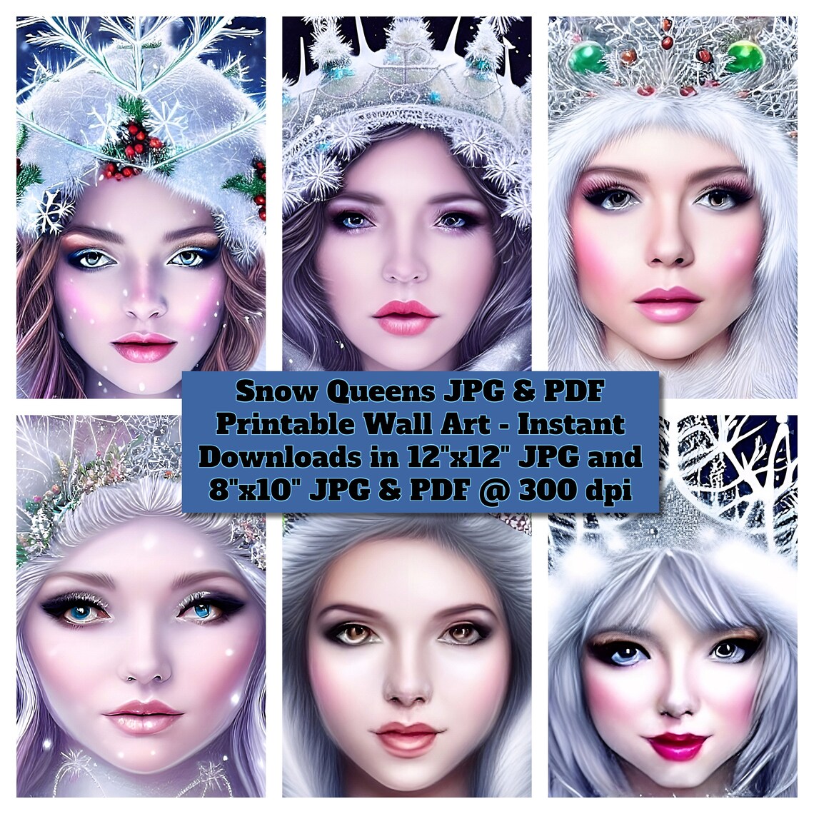 6 Snow Queen Wall Art Prints for Instant Download in PDF & JPG High ...