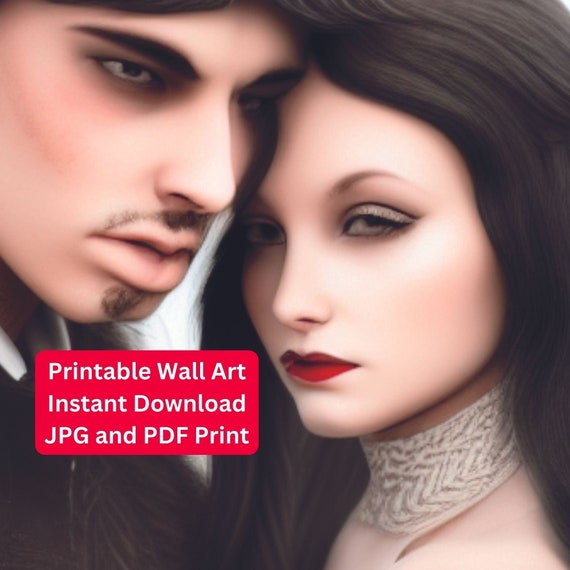 Goth Couple in Love Printable Wall Art for Instant Download in - Etsy
