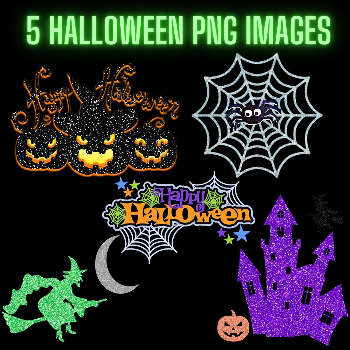 5 Halloween PNG Clip Art Image Bundle Instant Download PNG - Etsy