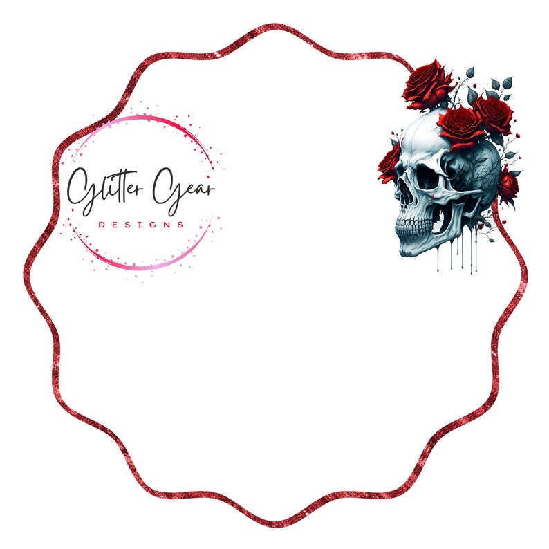 Gothic Red Frames With Skulls & Roses in PNG and SVG Format, Halloween ...