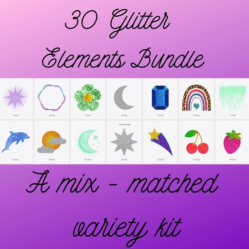 30 Glitter Clip Art Elements Bundle Instant Download in PNG - Etsy