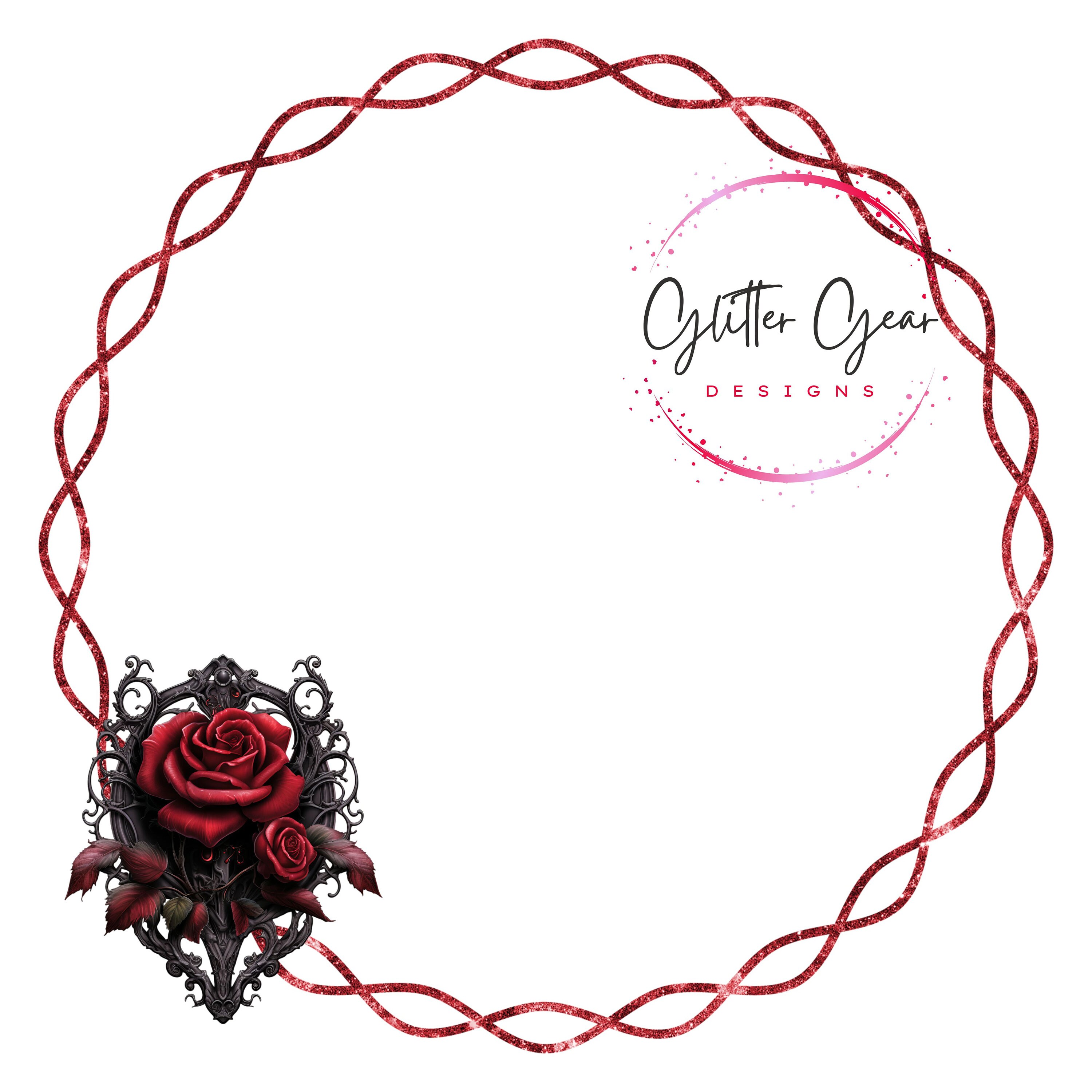 Gothic Red Frames With Skulls & Roses in PNG and SVG Format, Halloween ...