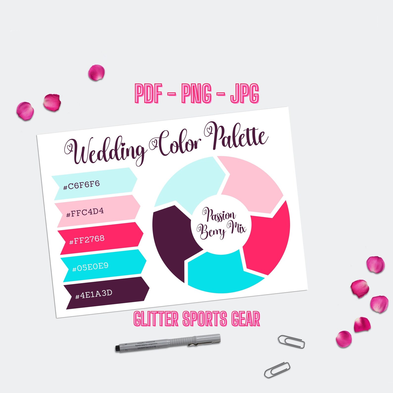Wedding Color Palette Printable With Hex Color Codes Instant Download ...