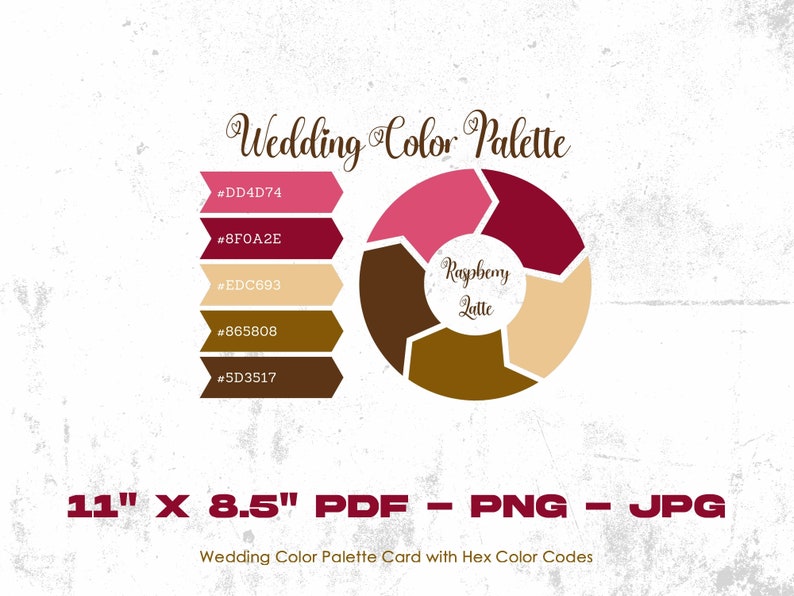 Wedding Color Palette Printable With Hex Color Codes Instant Download ...