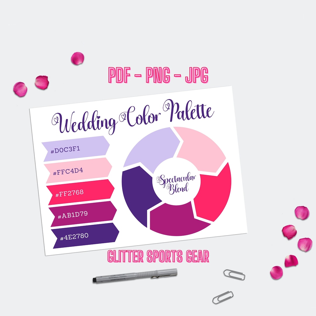 Wedding Color Palette Printable With Hex Color Codes Instant Download ...