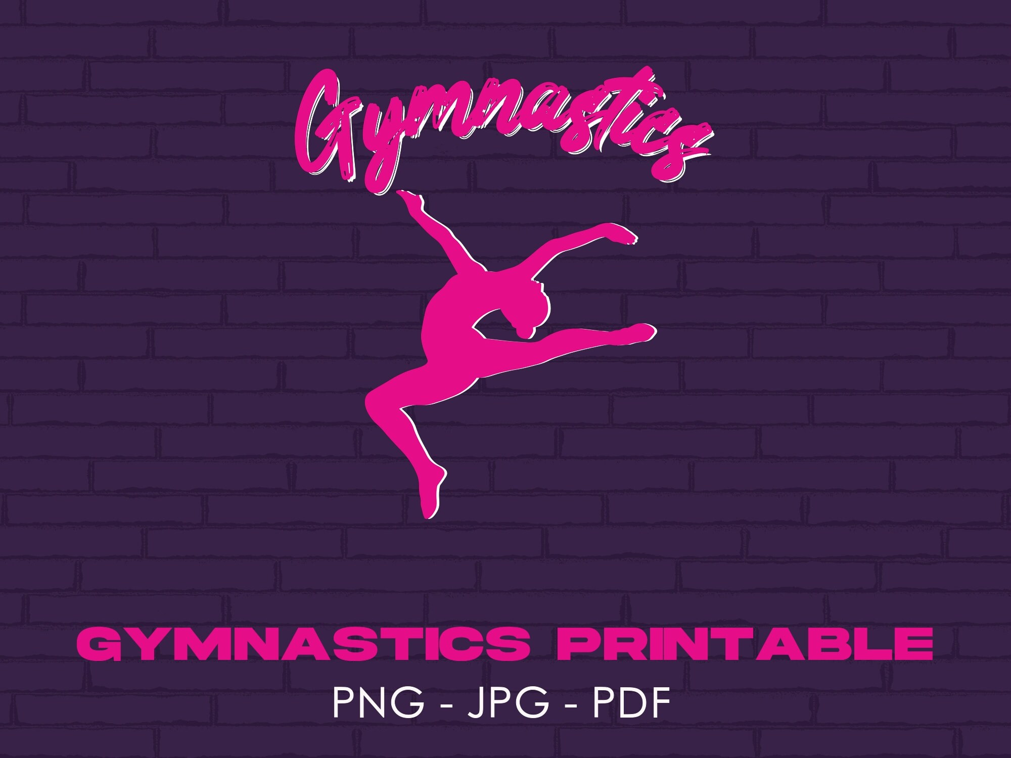 Printable Hot Pink Gymnastics Leap Instant Download Sublimination - Etsy
