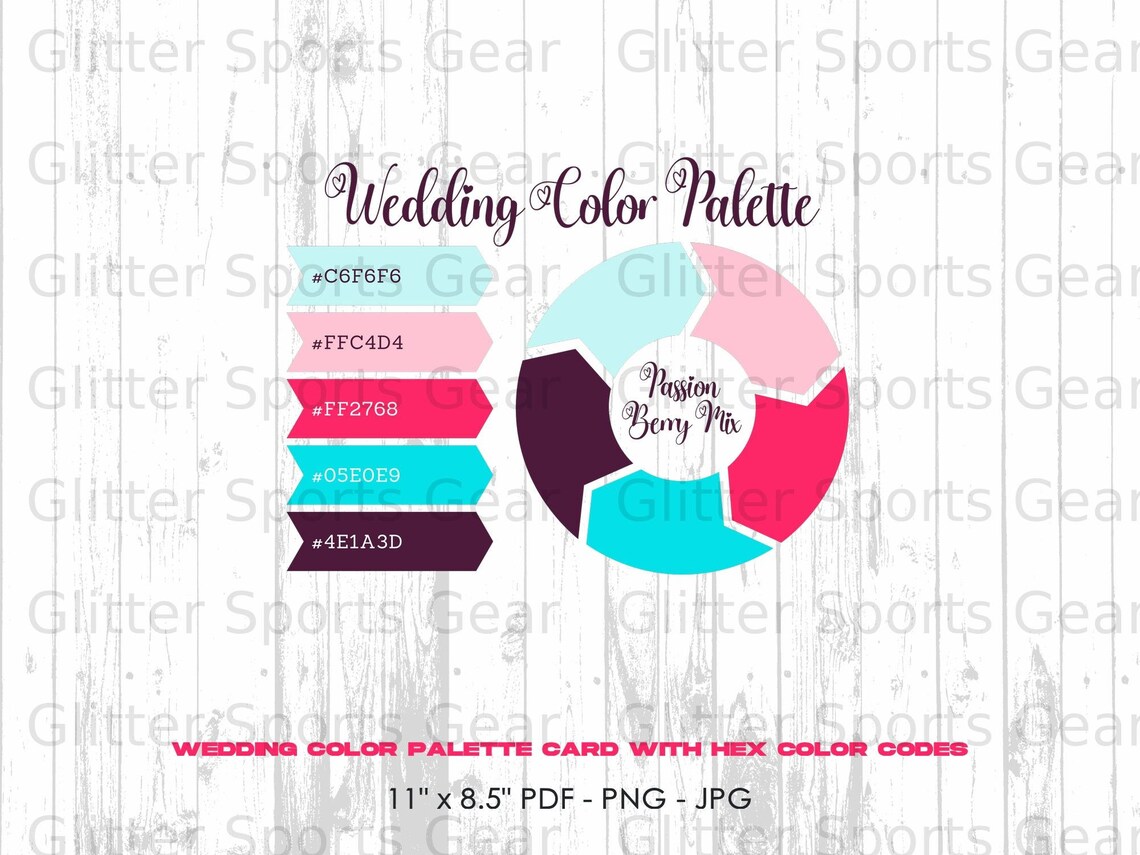 Wedding Color Palette Printable With Hex Color Codes Instant Download ...