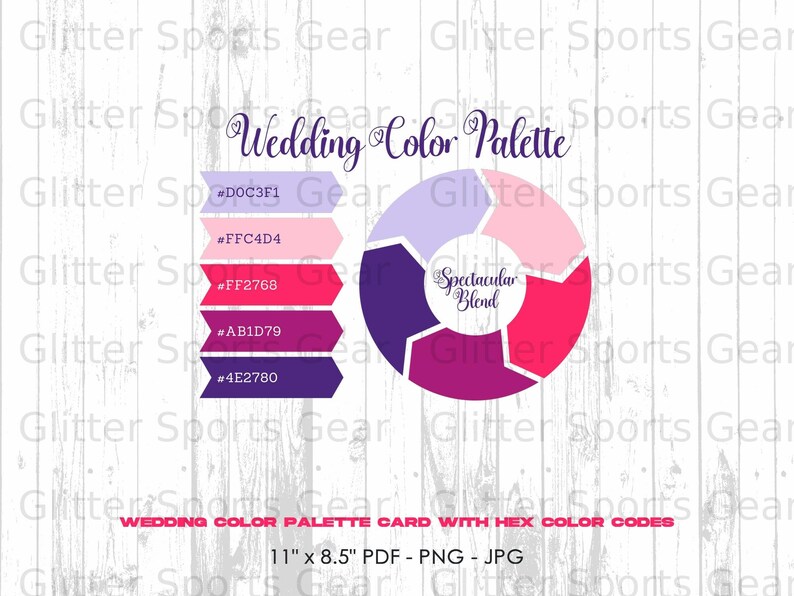 Wedding Color Palette Printable With Hex Color Codes Instant Download ...