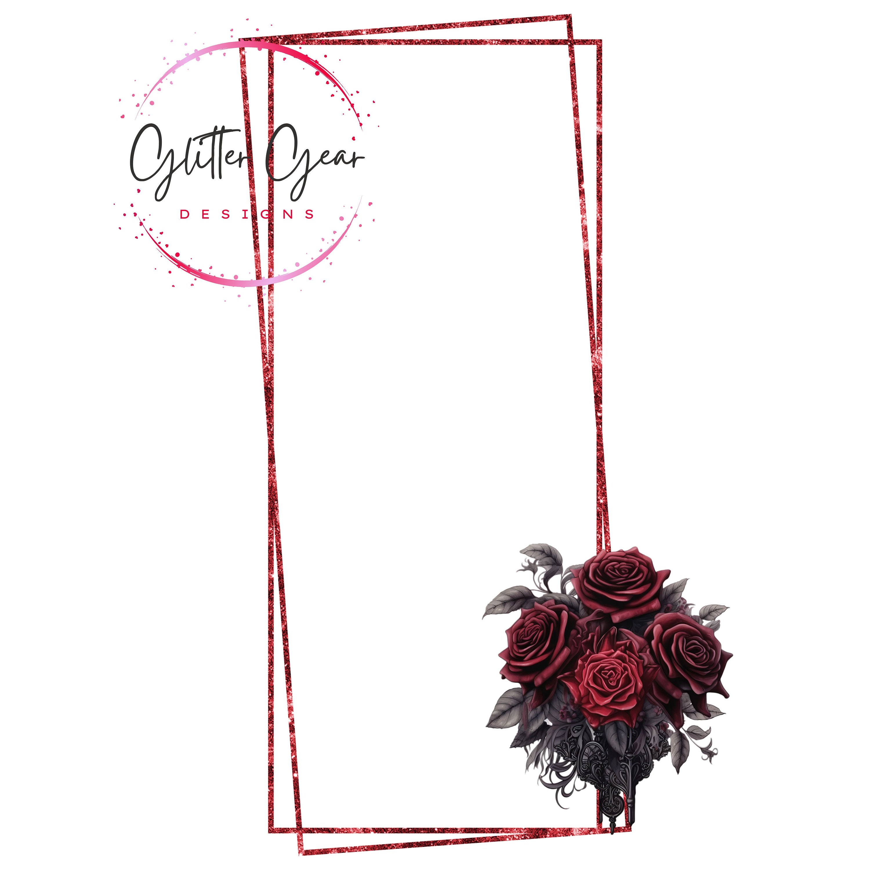 Gothic Red Frames With Skulls & Roses in PNG and SVG Format, Halloween ...