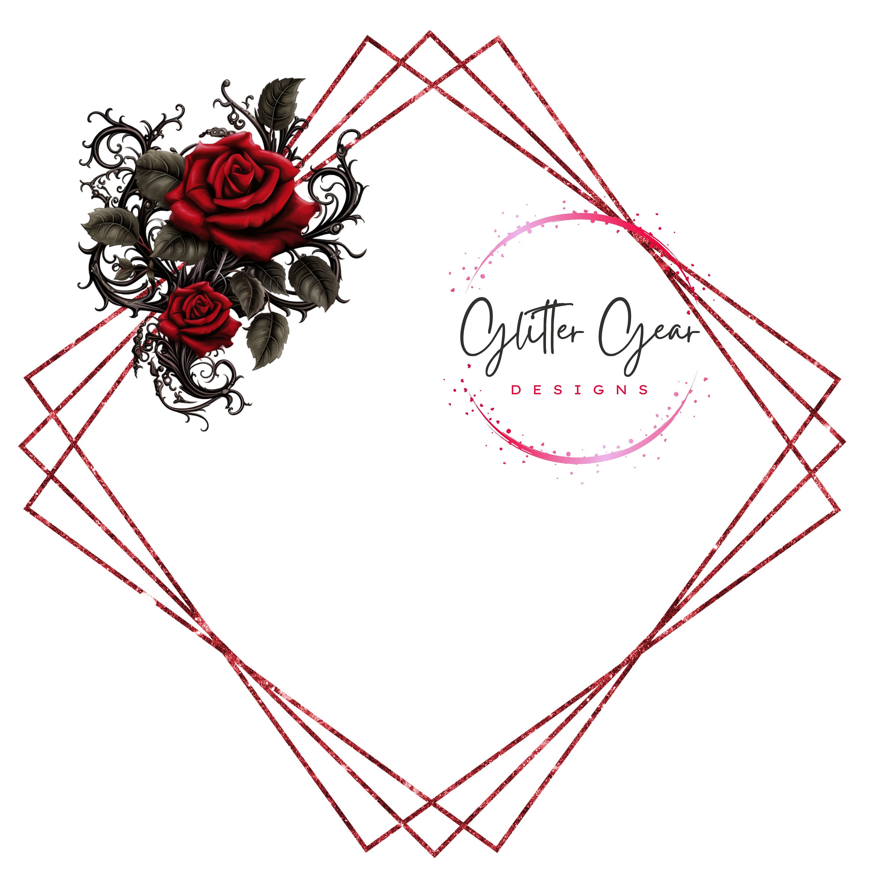 Gothic Red Frames With Skulls & Roses in PNG and SVG Format, Halloween ...