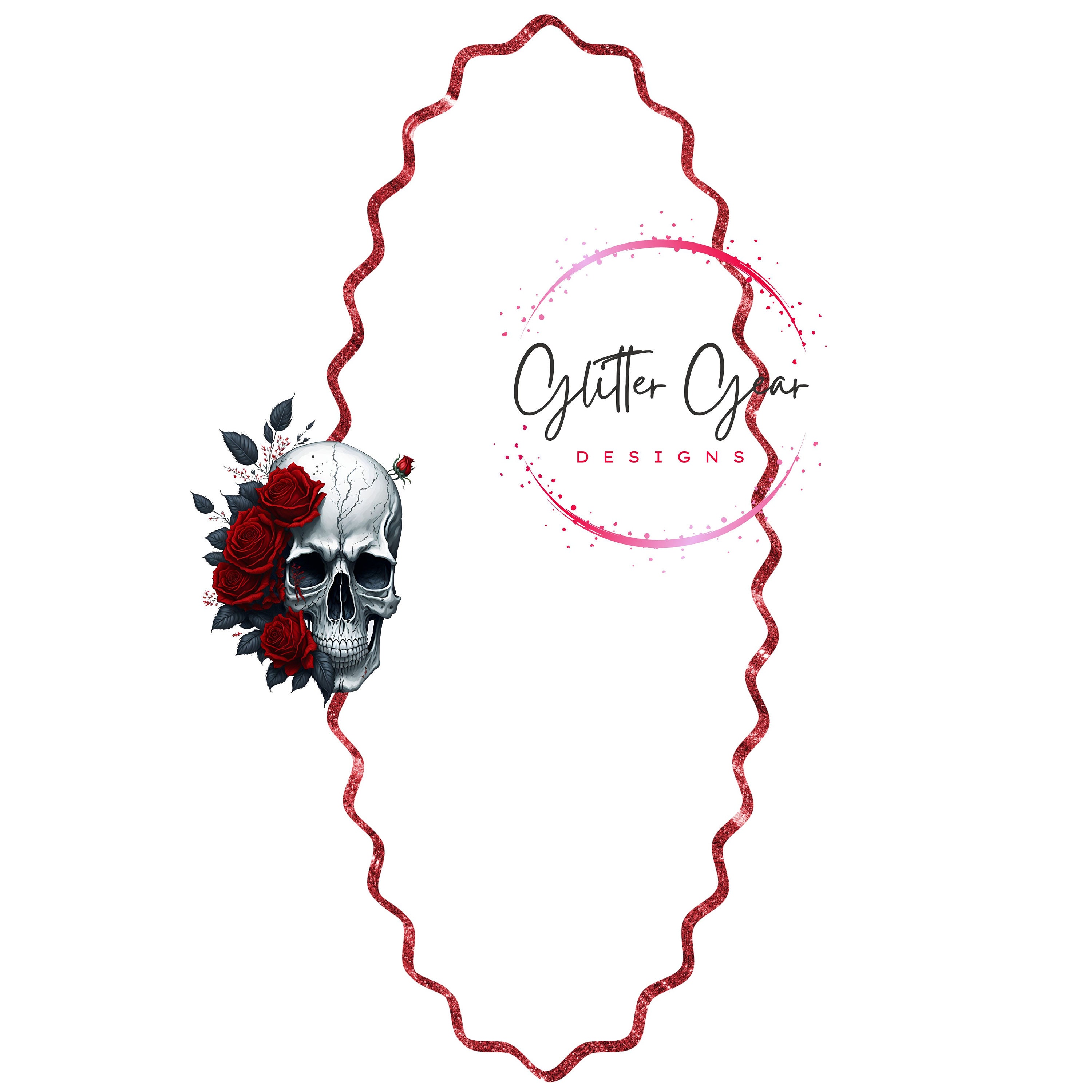 Gothic Red Frames With Skulls & Roses in PNG and SVG Format, Halloween ...