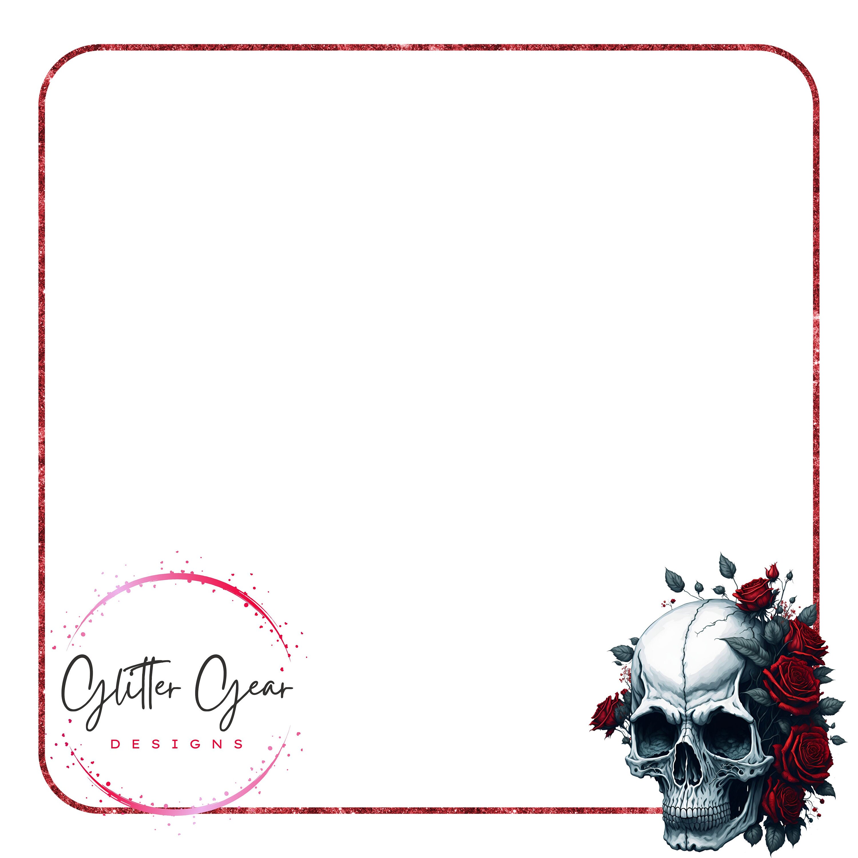 Gothic Red Frames With Skulls & Roses in PNG and SVG Format, Halloween ...