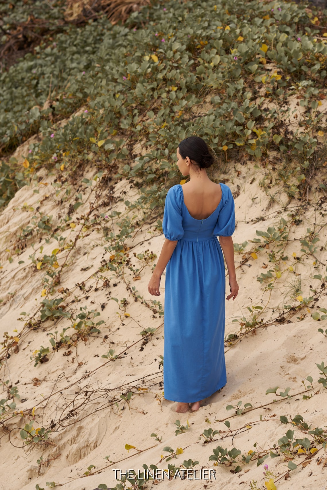 MONICA Low Back Linen Dress Cottagecore Summer Dress Maxi - Etsy