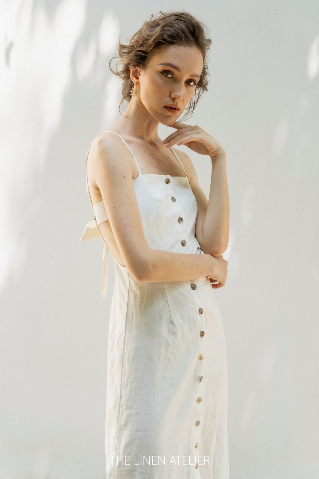 Linen Open Back Dress | Mallory Spaghetti Strap Sundress - Etsy