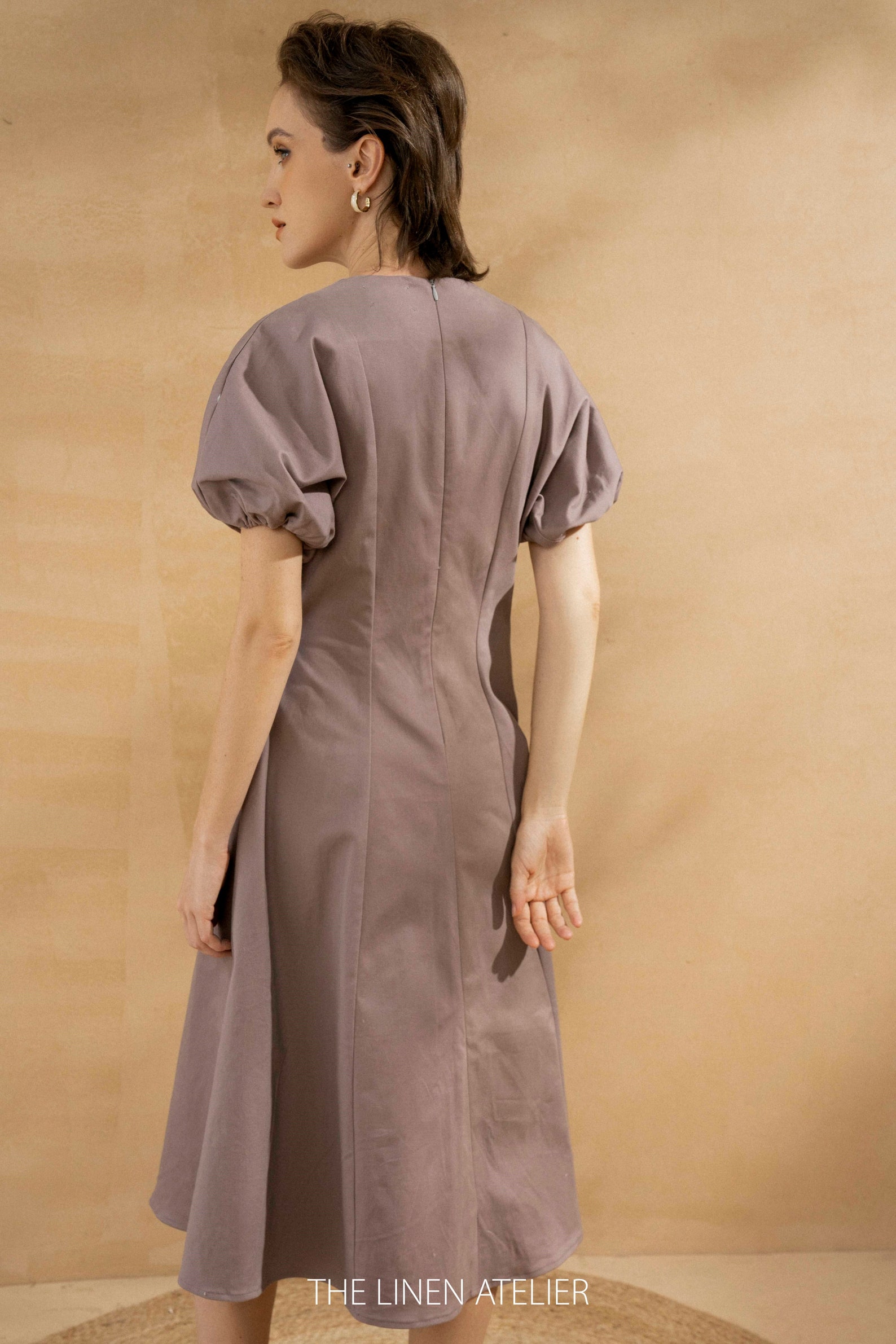 VIOLET Short Sleeve Midi Khaki Dress A-line Dress - Etsy