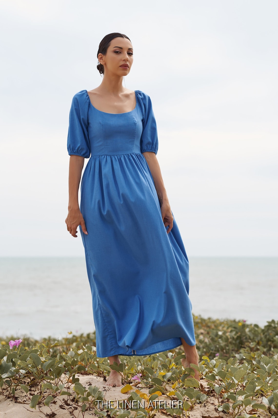 MONICA Low Back Linen Dress Cottagecore Summer Dress Maxi - Etsy