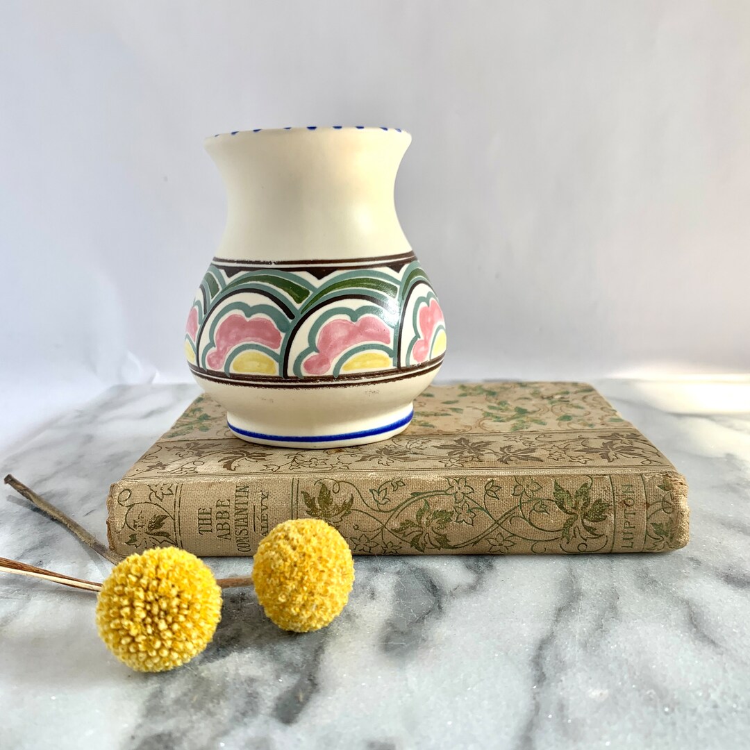 Vintage Art Deco Honiton Pottery, Sweet Hand Painted Vase, Honiton ...