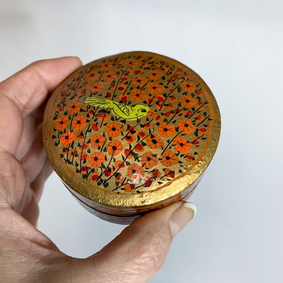 Handmade Kashmir Papier Mache Jewellery Box, Lacquere… - Gem