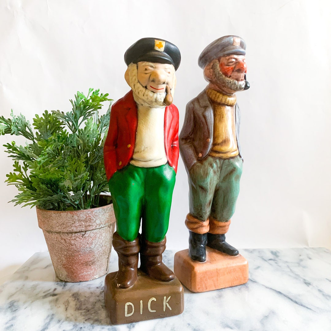 Pair of Vintage Sea Captain Figurines. Old Salt Ceramic Figures. Hand ...