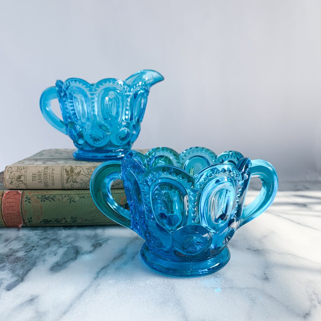 Vintage LE Smith Moon and Stars Pattern, Sugar and Creamer, Turquoise ...