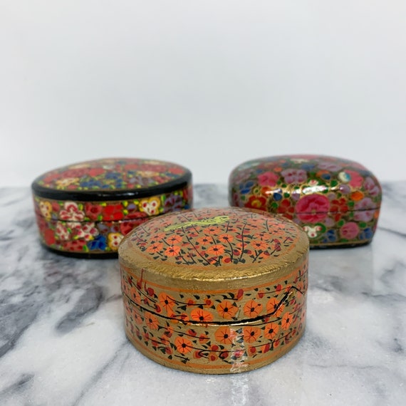 Handmade Kashmir Papier Mache Jewellery Box, Lacquere… - Gem