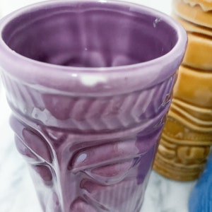 Vintage Trio of Hawaiian Tiki Cups, Blue, Gold, Purple Accoutrements ...