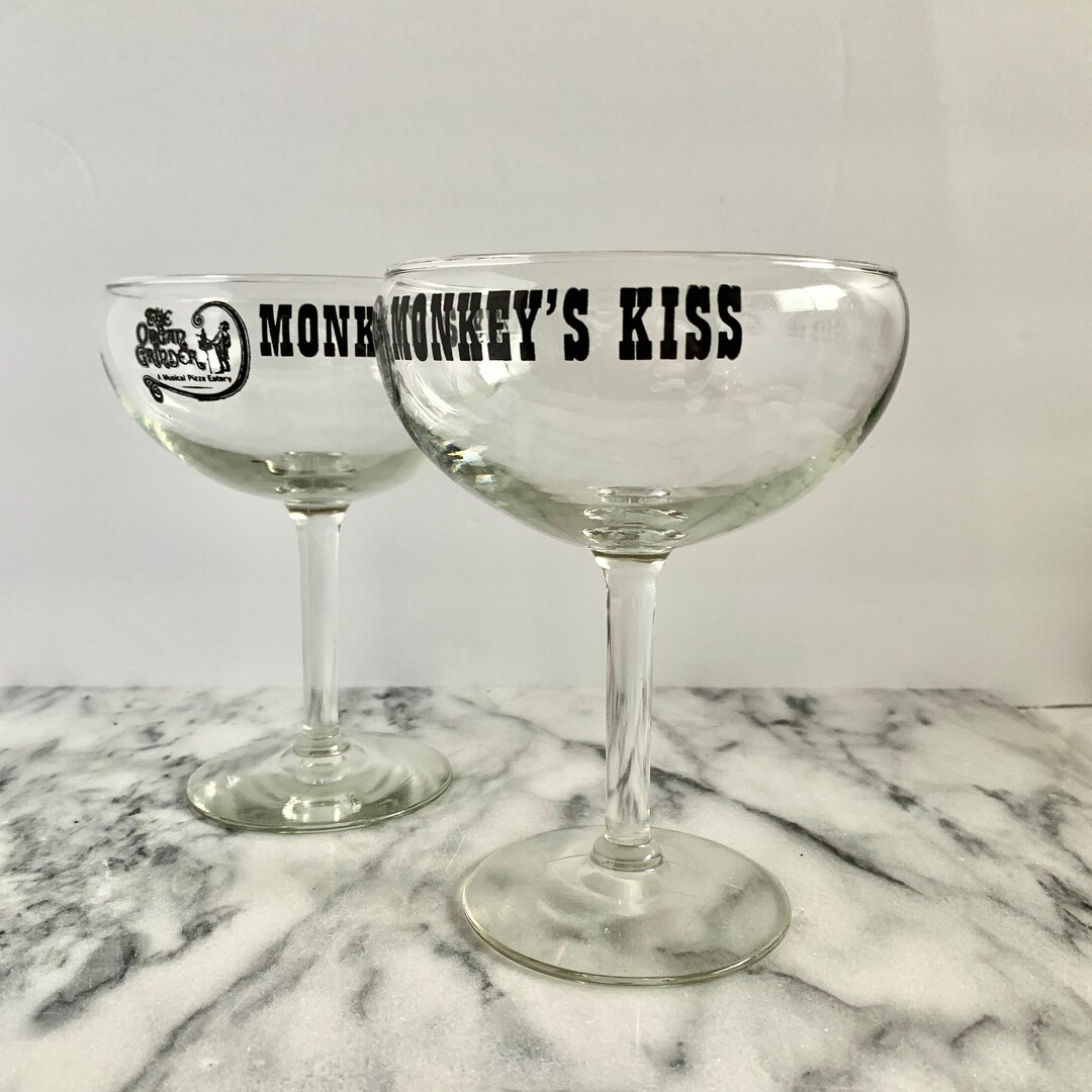 Vintage Monkeys Kiss Cocktail Glasses, Set of 2 the Organ Grinder ...