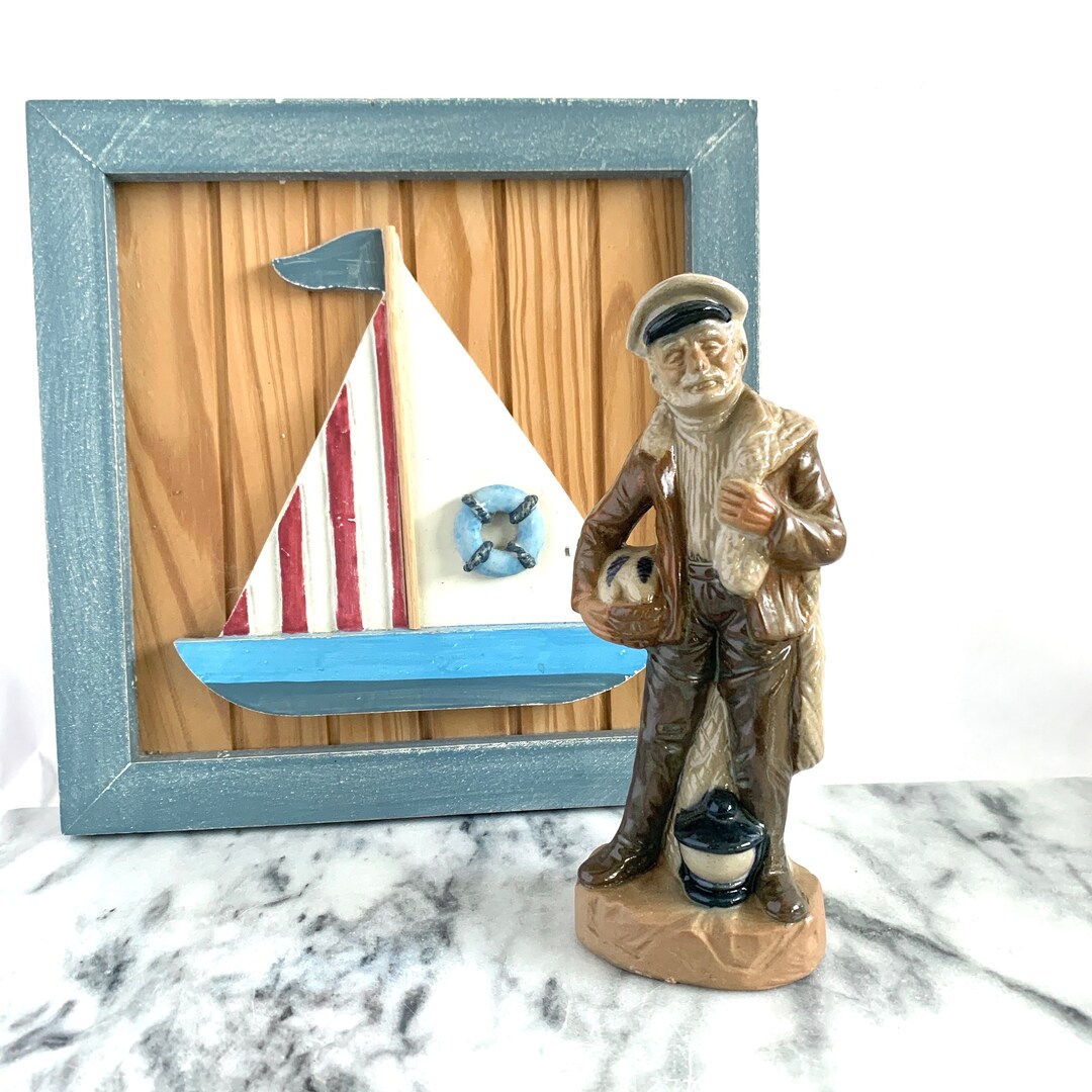 Vintage Deck Hand Figurine, Old Salt Ceramic Figure, Hand Painted ...
