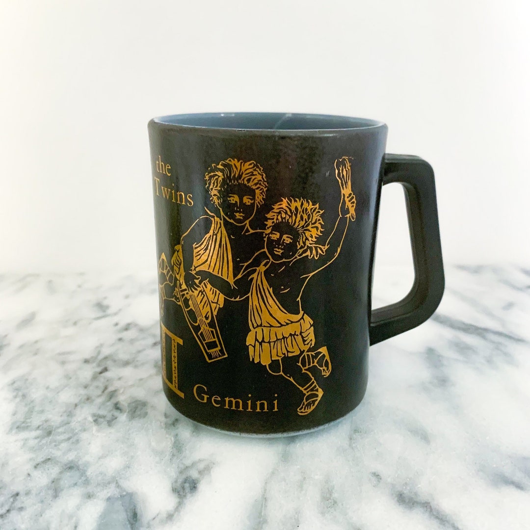 Vintage Federal Glass Gemini Mug, Milk Glass Zodiac Mug - Etsy