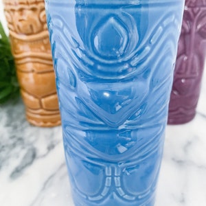 Vintage Trio of Hawaiian Tiki Cups, Blue, Gold, Purple Accoutrements ...