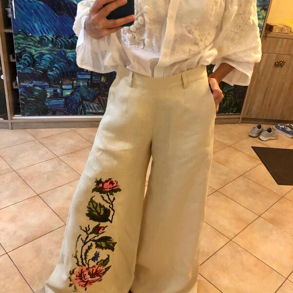 Embroidered Pants - Etsy