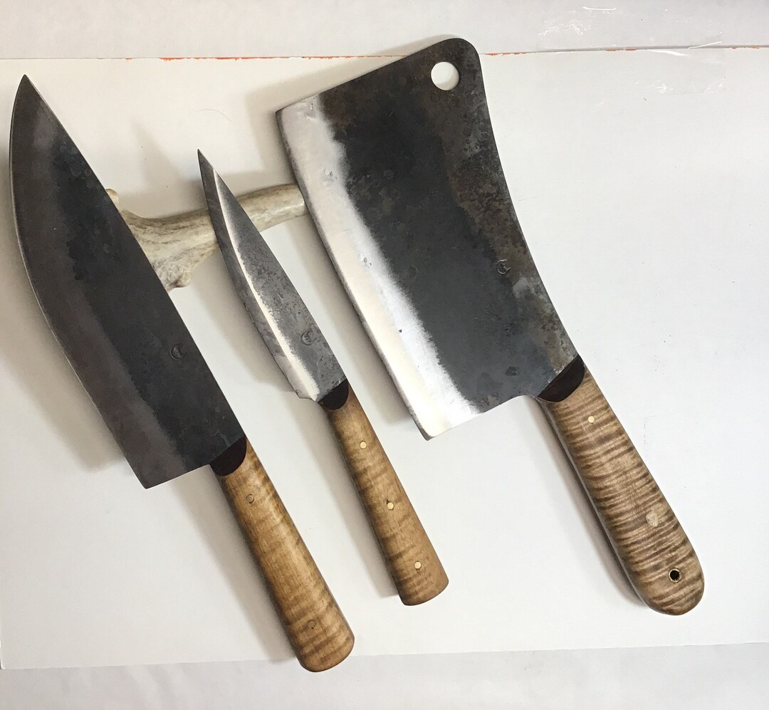 Jeff White Kitchen Knife Set - Chef Knife, Meat Cleaver, and Sabre ...