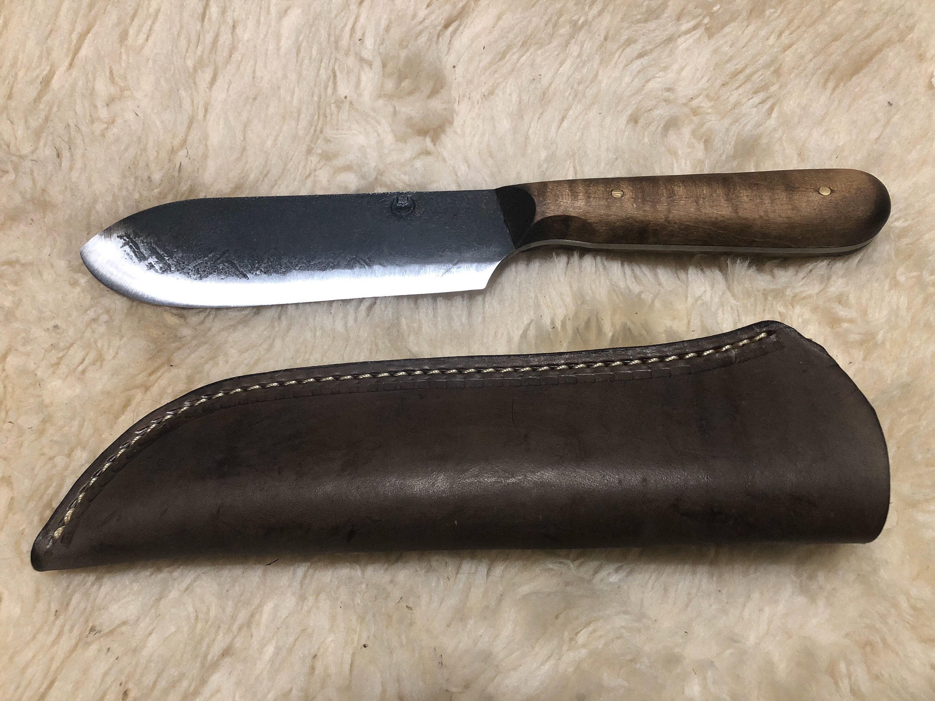 Jeff White Comanche Kephart Knife With Curly Maple Handle and Sheath - Etsy