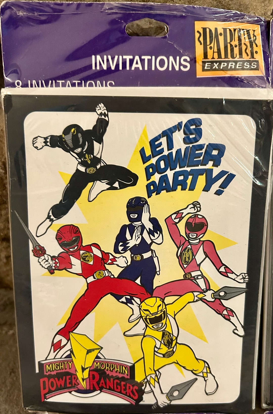 Vintage Mighty Morphin Power Rangers Party Invitations, 8 Invitations ...