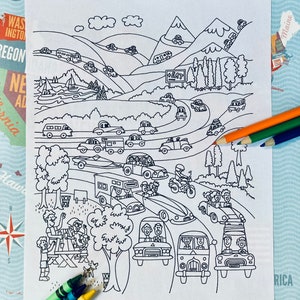 Vehicle Travel Adult Coloring Sheet, Doodles Printable Coloring Page ...