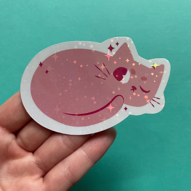 Pink Cat Sticker - Grumpy Kitty Sticker - Vinyl Cat Sticker - Etsy