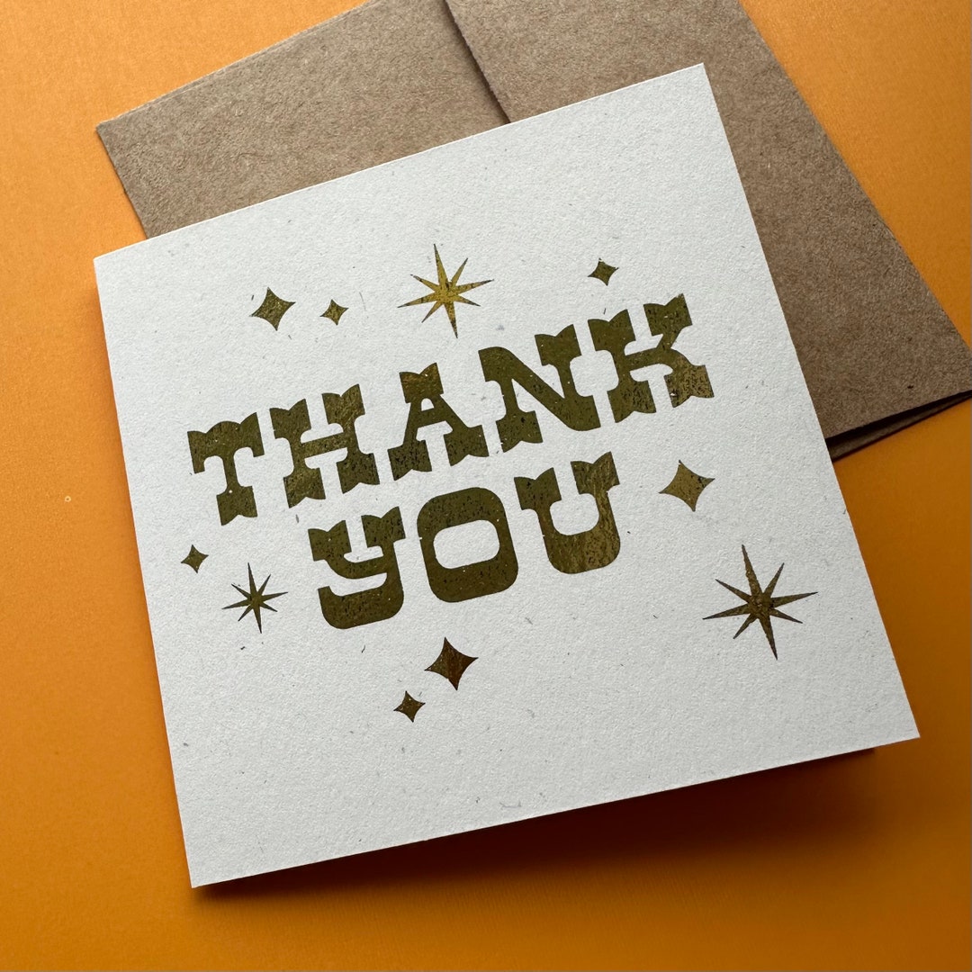 Gold Foiled Mini Thank You Card - Miniature Foil Greeting Card - Etsy