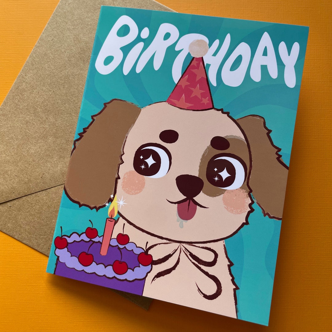 Dog Birthday Card - Cute Puppy Greeting Card - Etsy