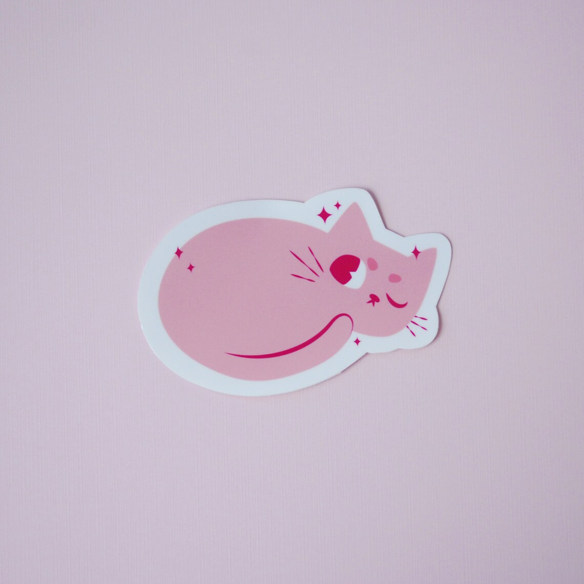 Pink Cat Sticker Grumpy Kitty Sticker Vinyl Cat Sticker - Etsy