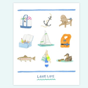 Lake Life Watercolor Print - Etsy