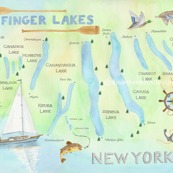 Finger Lakes Poster - Etsy