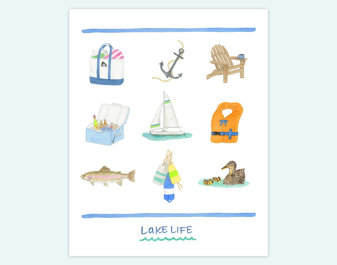 Lake Life Watercolor Print - Etsy