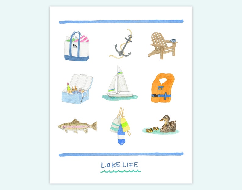 Lake Life Watercolor Print - Etsy