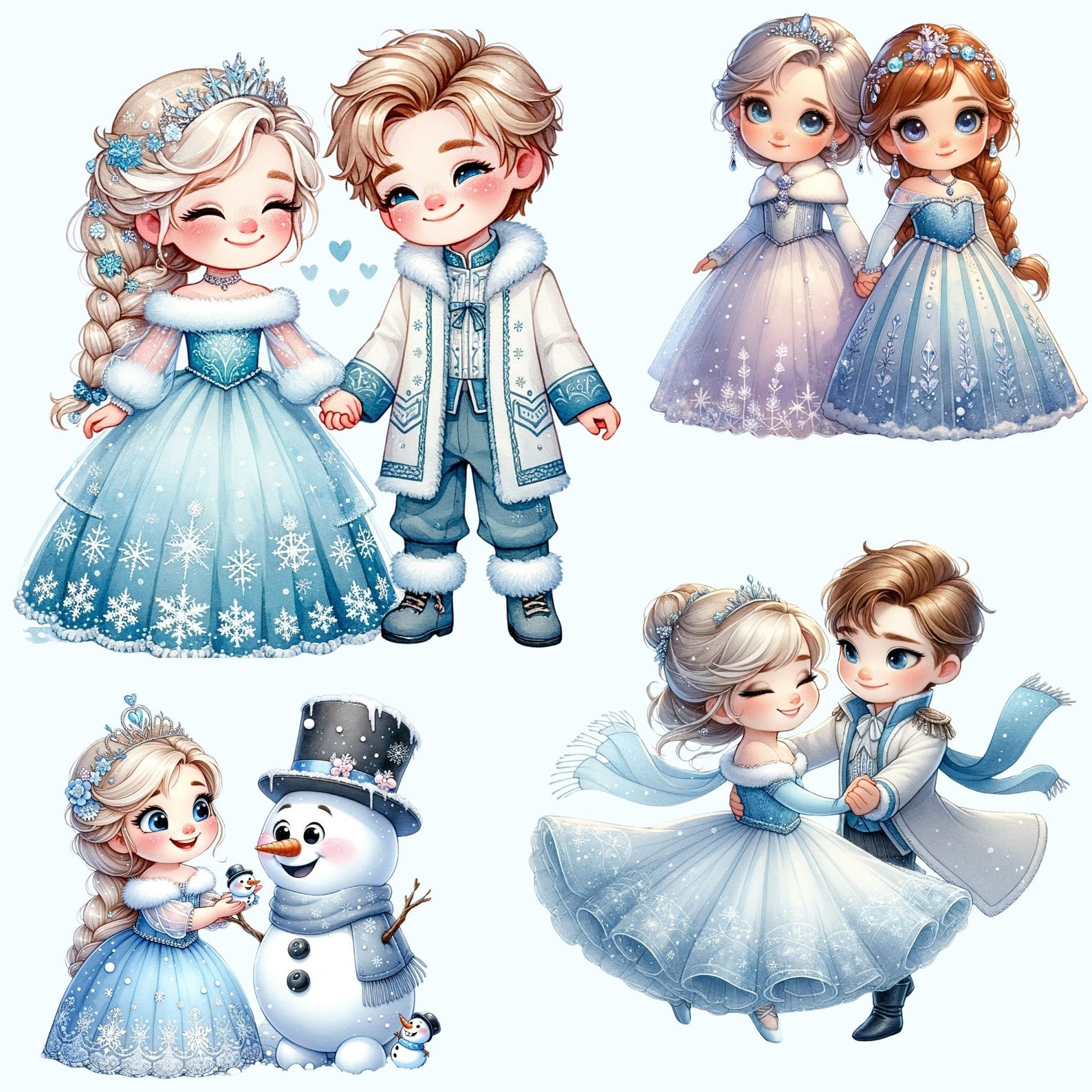 Frozen Clipart Frozen Ice Princess PNG Printable Watercolor Elsa Anna ...