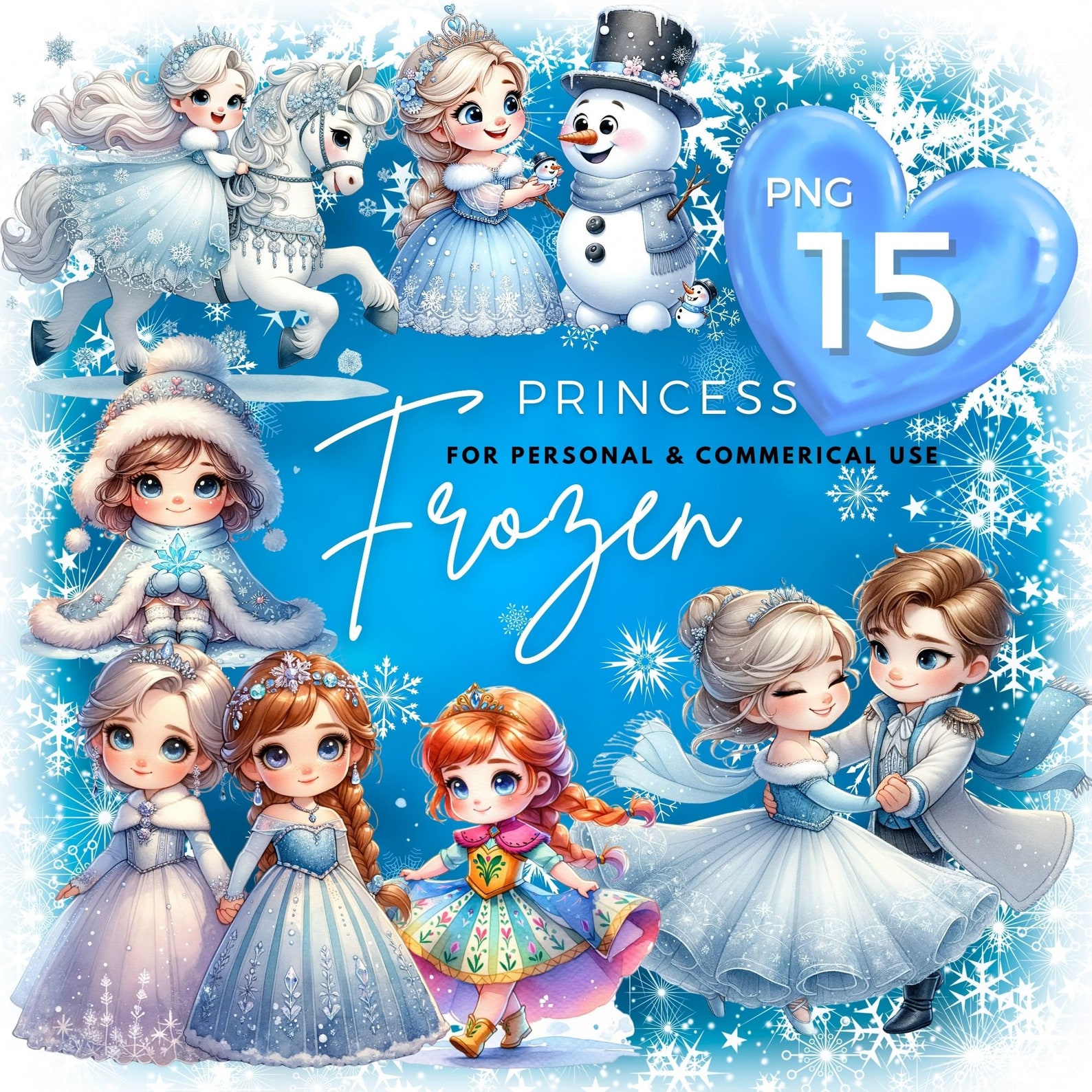 Frozen Clipart Frozen Ice Princess PNG Printable Watercolor Elsa Anna ...