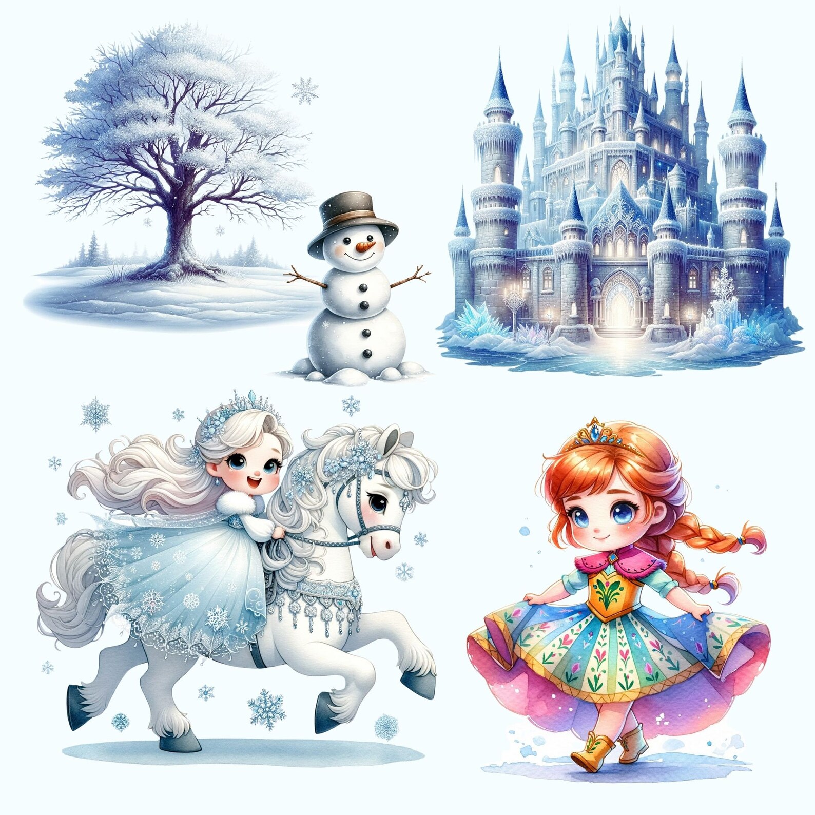 Frozen Clipart Frozen Ice Princess PNG Printable Watercolor Elsa Anna ...
